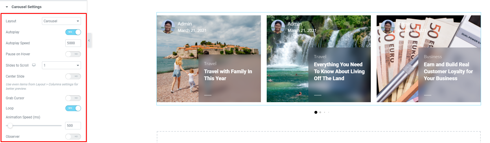 How to use Alex Carousel widget