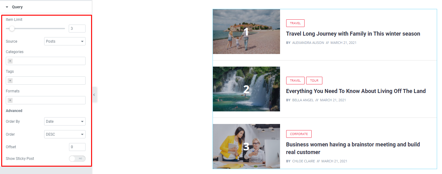 How to use Scott List widget