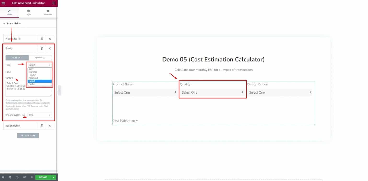 Make Cost Estimation Calculator using Elementor & Element Pack