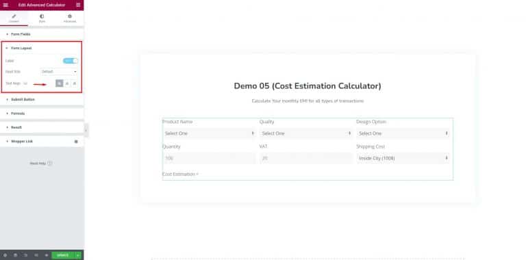 Make Cost Estimation Calculator using Elementor & Element Pack