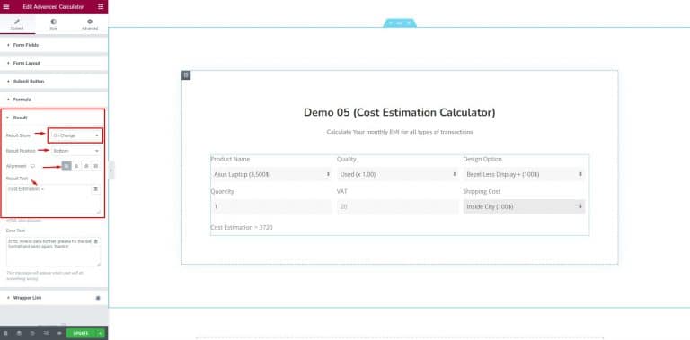 Make Cost Estimation Calculator Using Elementor And Element Pack