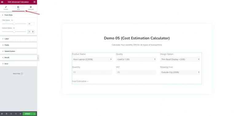 Make Cost Estimation Calculator using Elementor & Element Pack