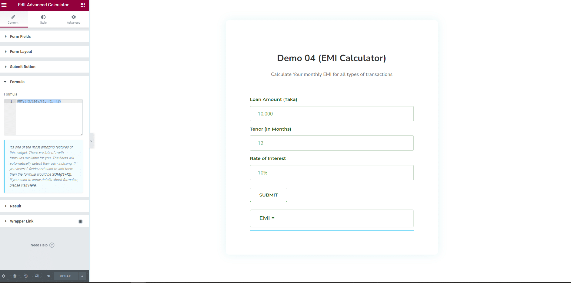 How to Make an EMI Calculator using Elementor & Element Pack - BdThemes