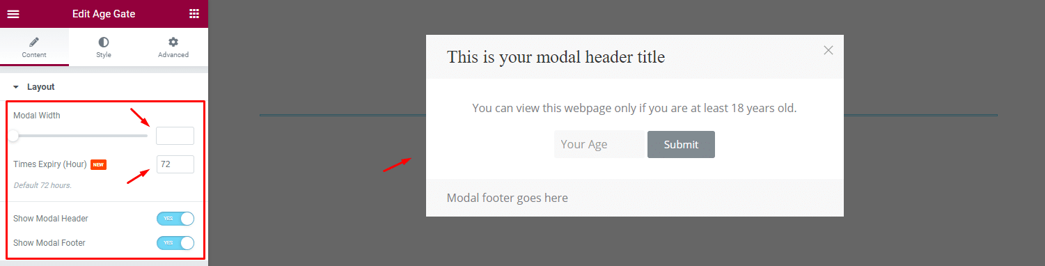 How to use Age Gate widget by Element Pack Pro