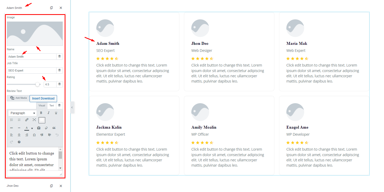 How to use Review Card Grid widget by Element Pack Pro