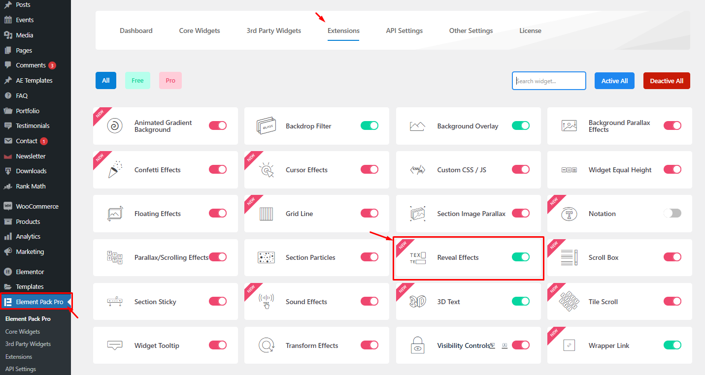 How to use Reveal Effects extension in Elementor Page Builder