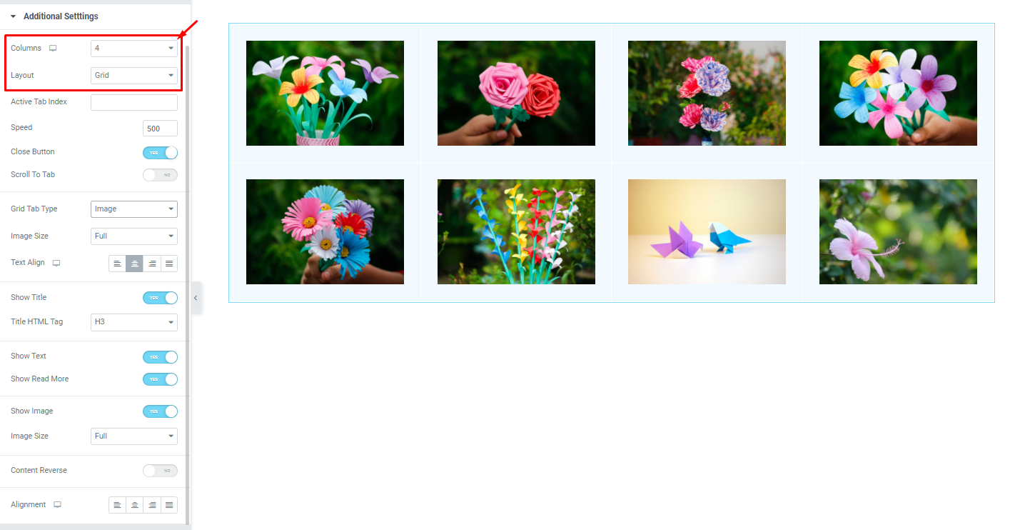 How to use Static Grid Tab widget by Element Pack