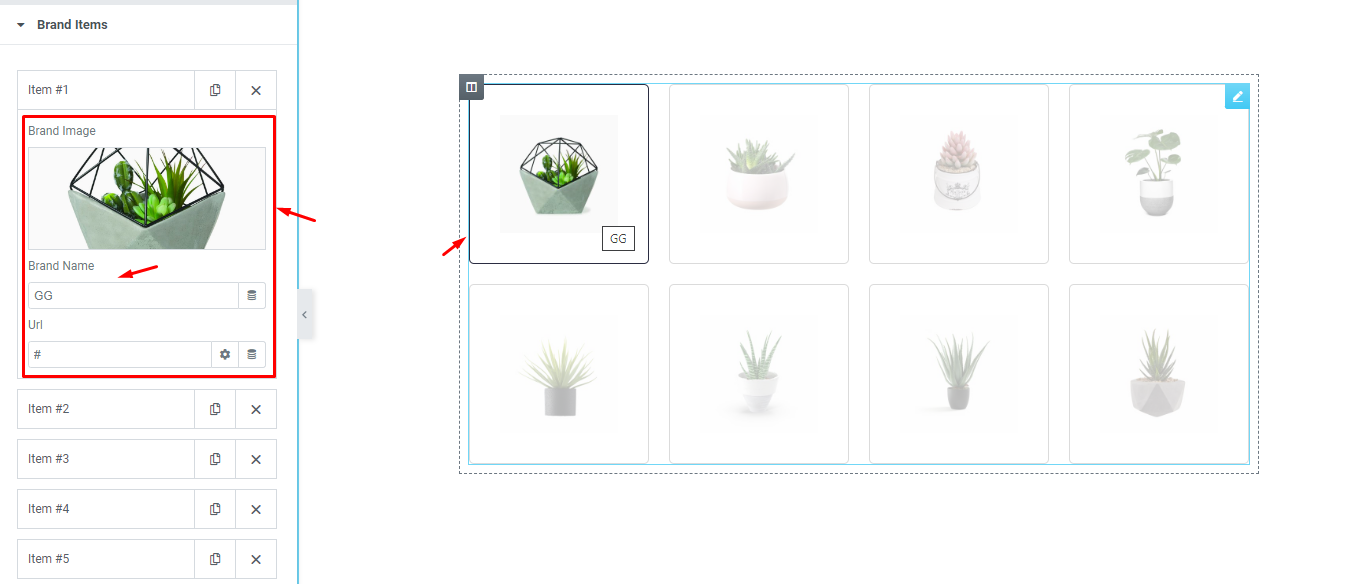 Use E-commerce Brand Grid widget by Ultimate StoreKit
