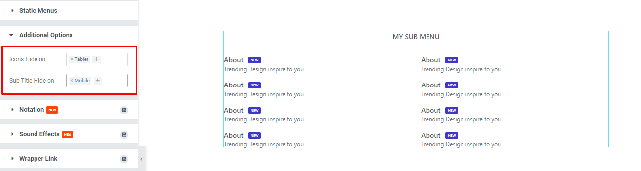 Learn about sub-menu customization in Element Pack Pro