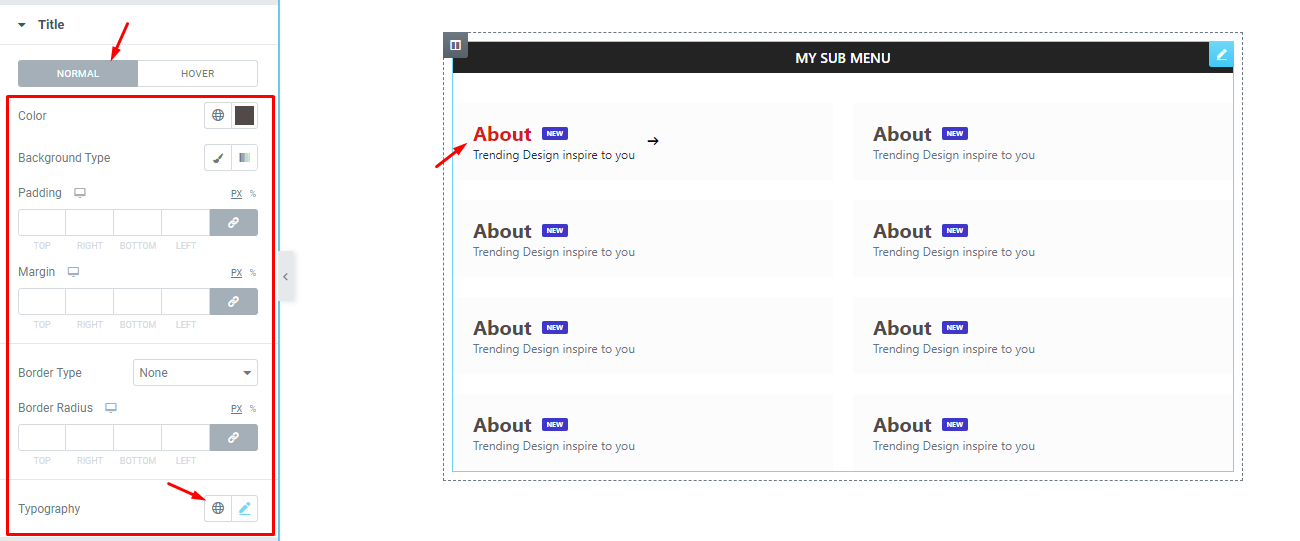 Learn about sub-menu customization in Element Pack Pro