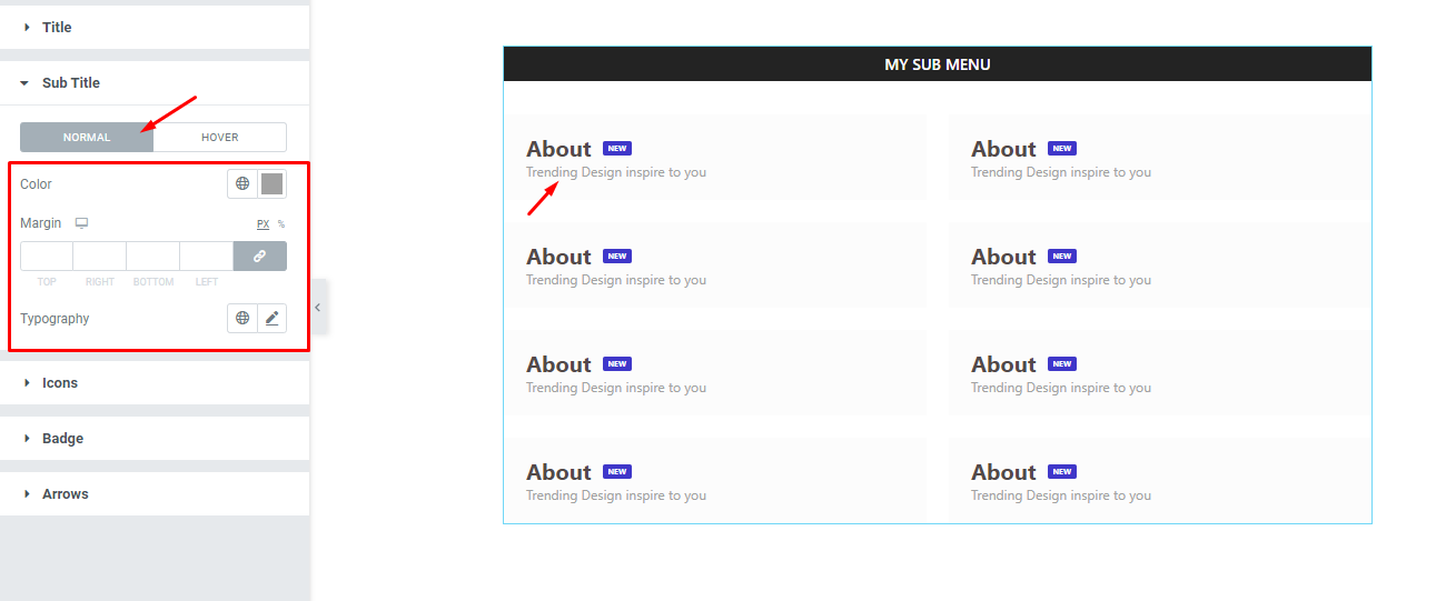 Learn about sub-menu customization in Element Pack Pro