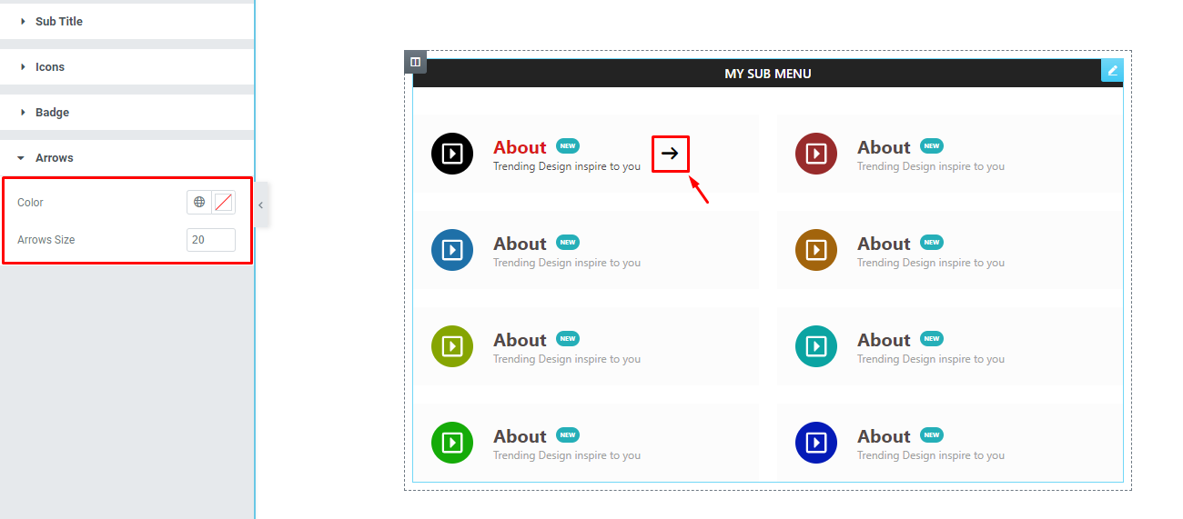 Learn about sub-menu customization in Element Pack Pro
