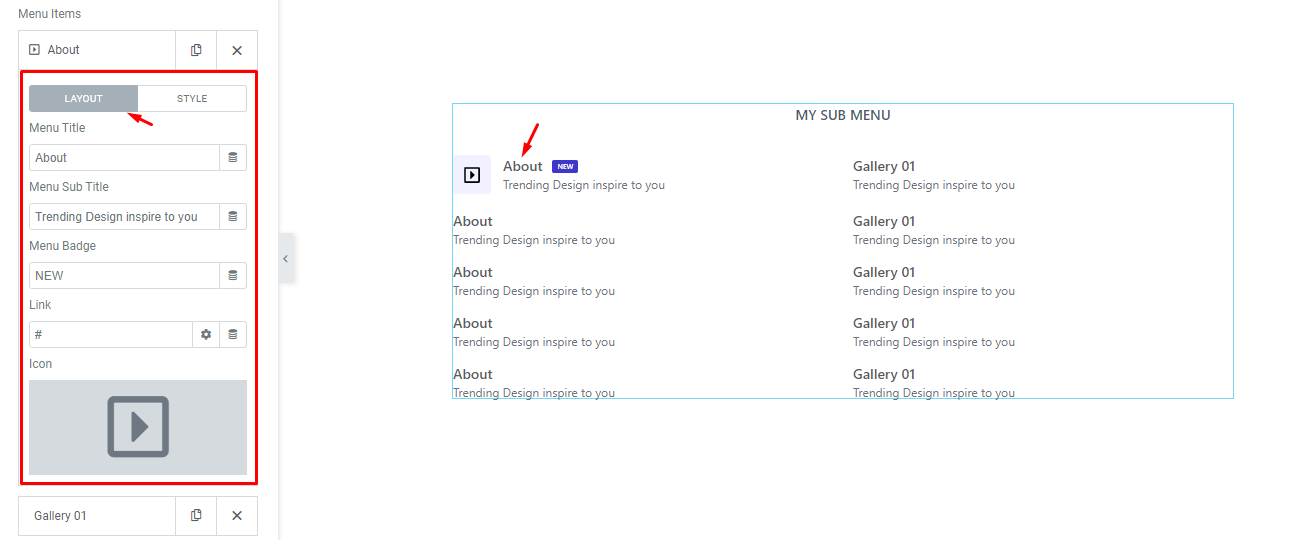 Learn about sub-menu customization in Element Pack Pro