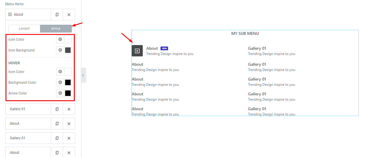 Learn about sub-menu customization in Element Pack Pro
