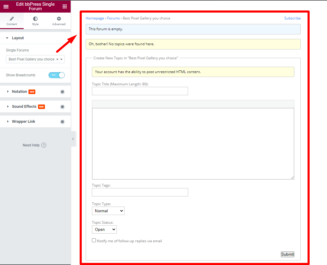 How to use Bbpress Single Forum Widget