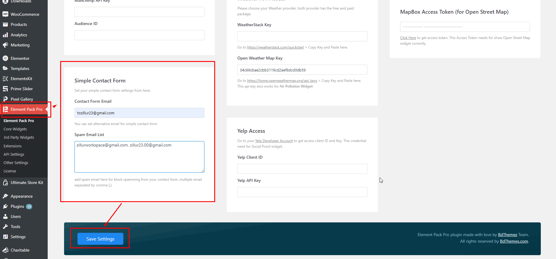 How to set up email on the Simple Contact Form Widget