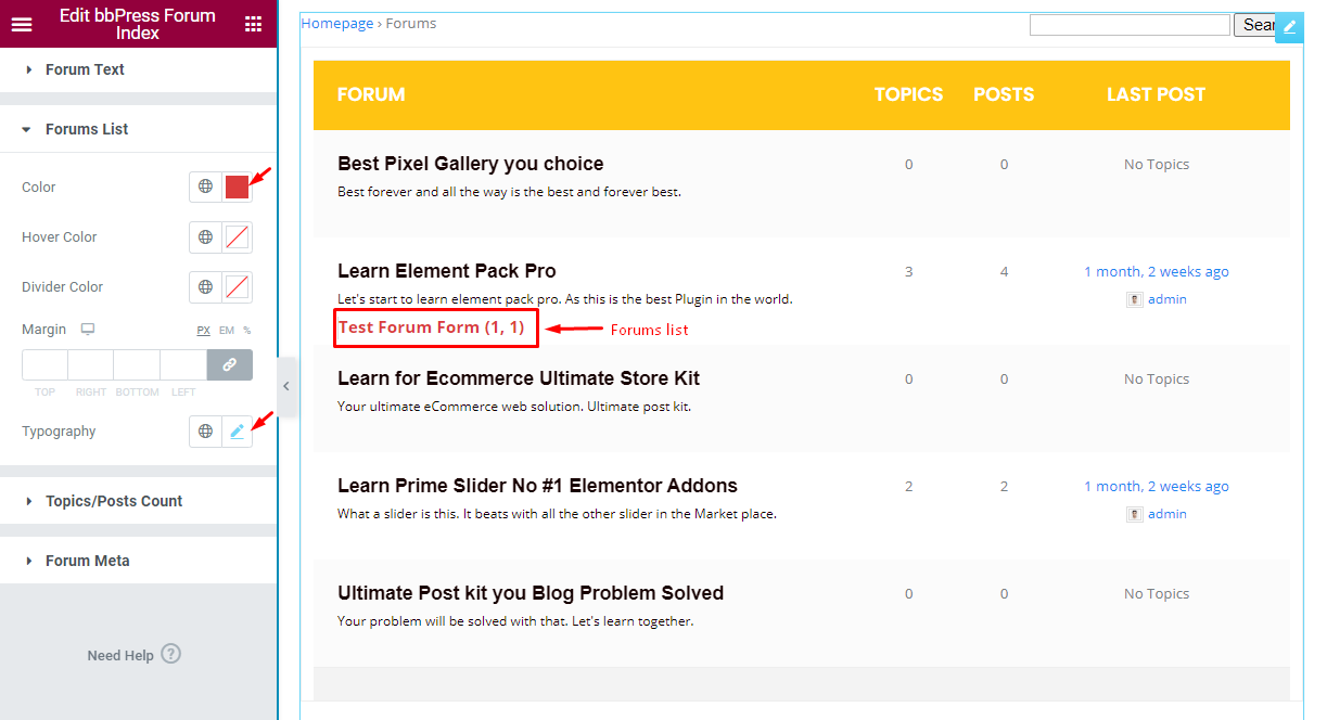 How to use Bbpress Forum Index Widget