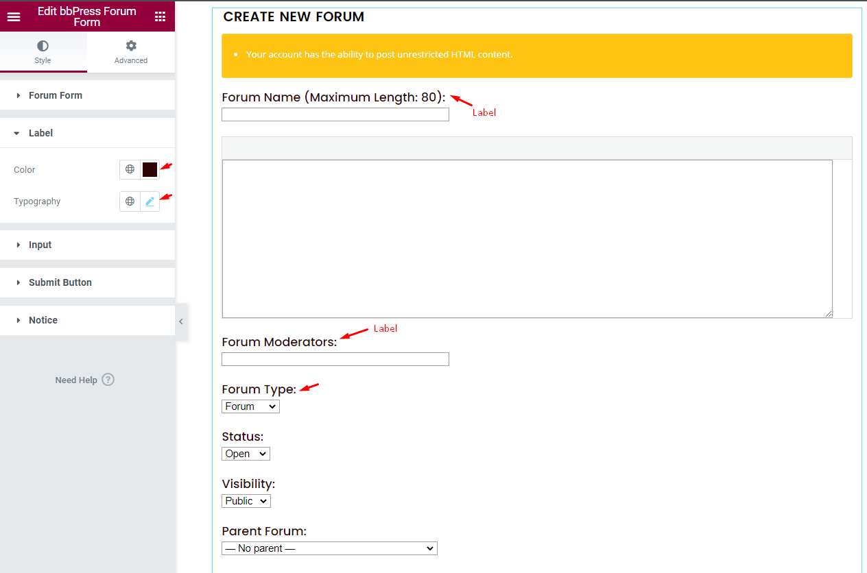 How to use Bbpress Forum Form widget