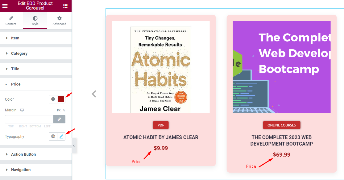 How to use EDD Product Carousel Widget