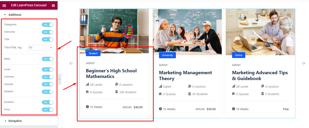 How To Use LearnPress Carousel Widget By Element Pack Pro
