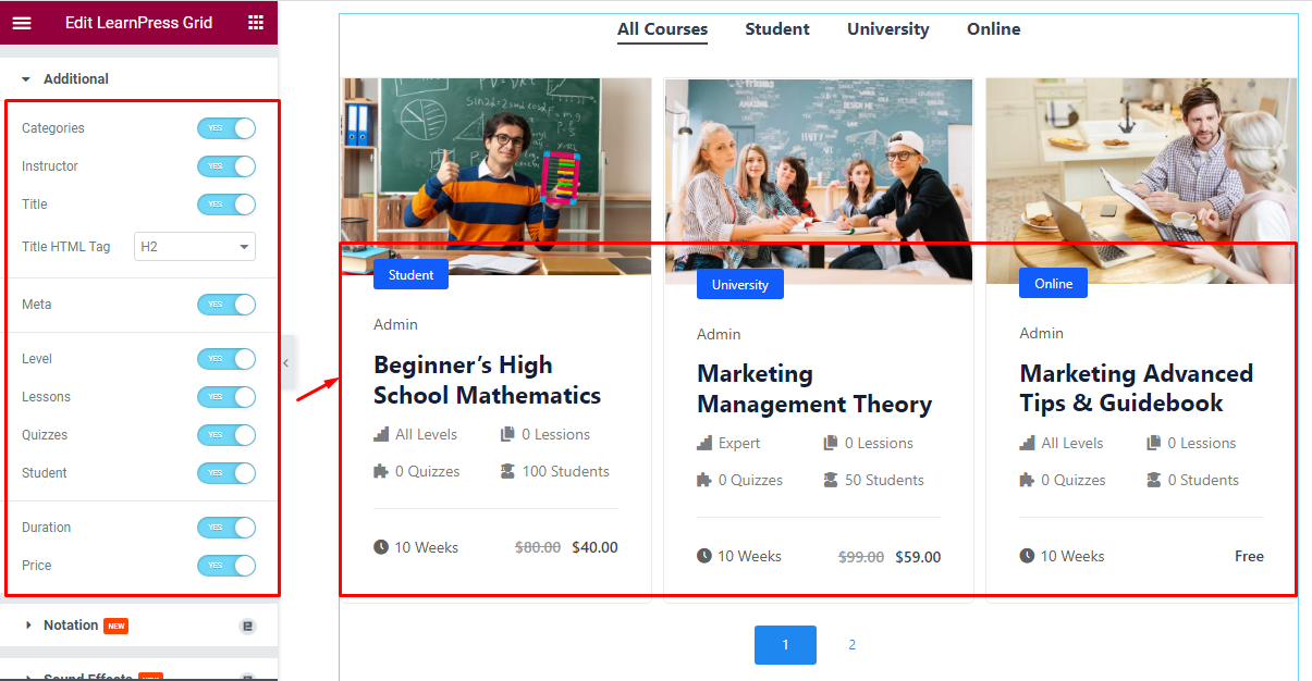 How To Use LearnPress Grid Widget By Element Pack Pro