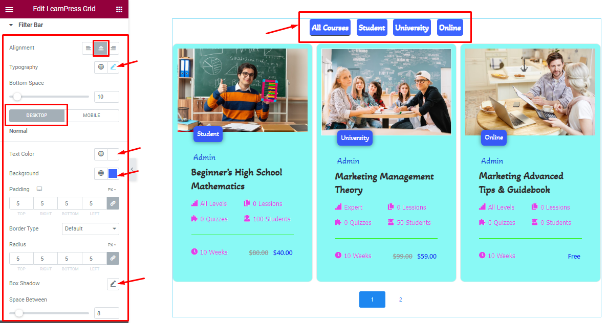 How To Use LearnPress Grid Widget By Element Pack Pro