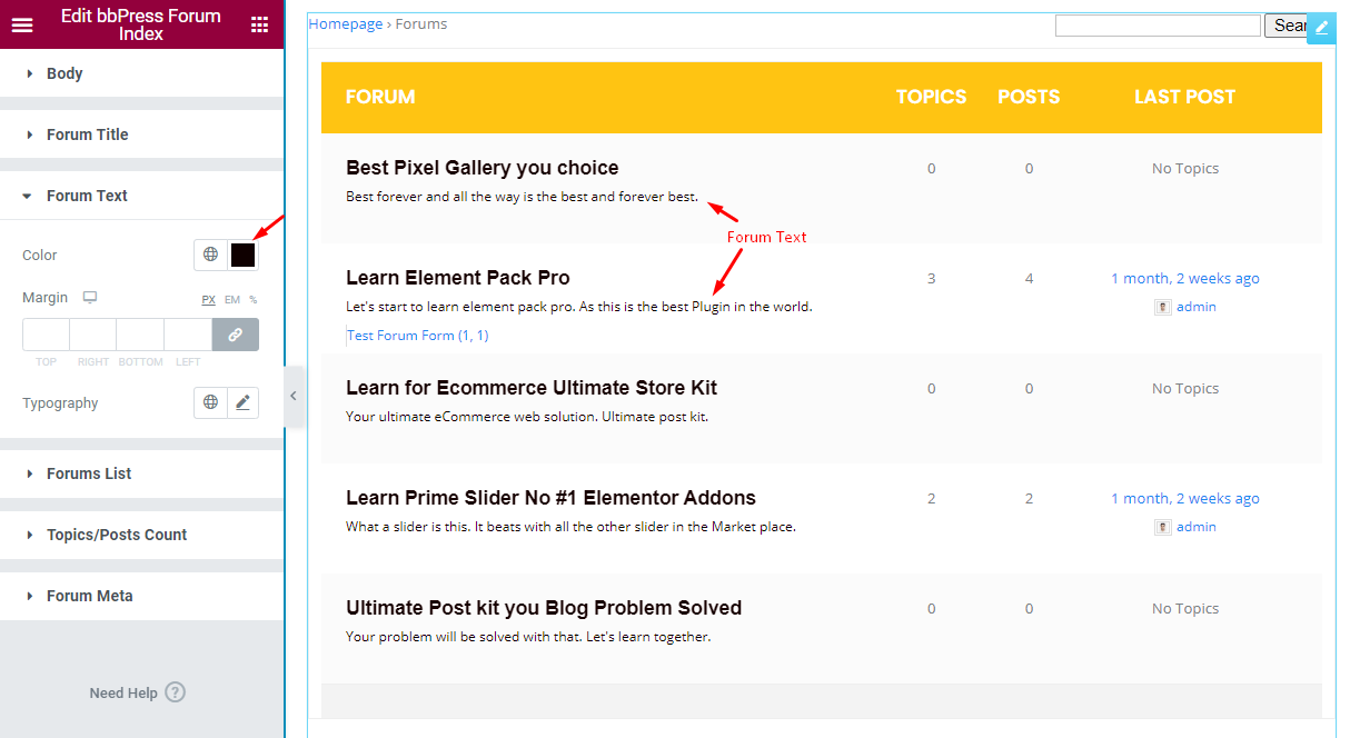How to use Bbpress Forum Index Widget