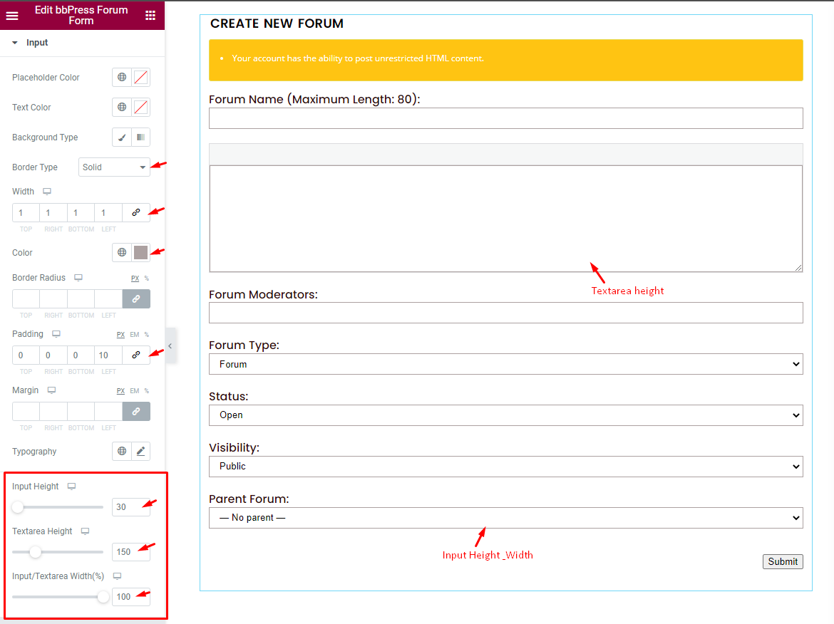 How to use Bbpress Forum Form widget