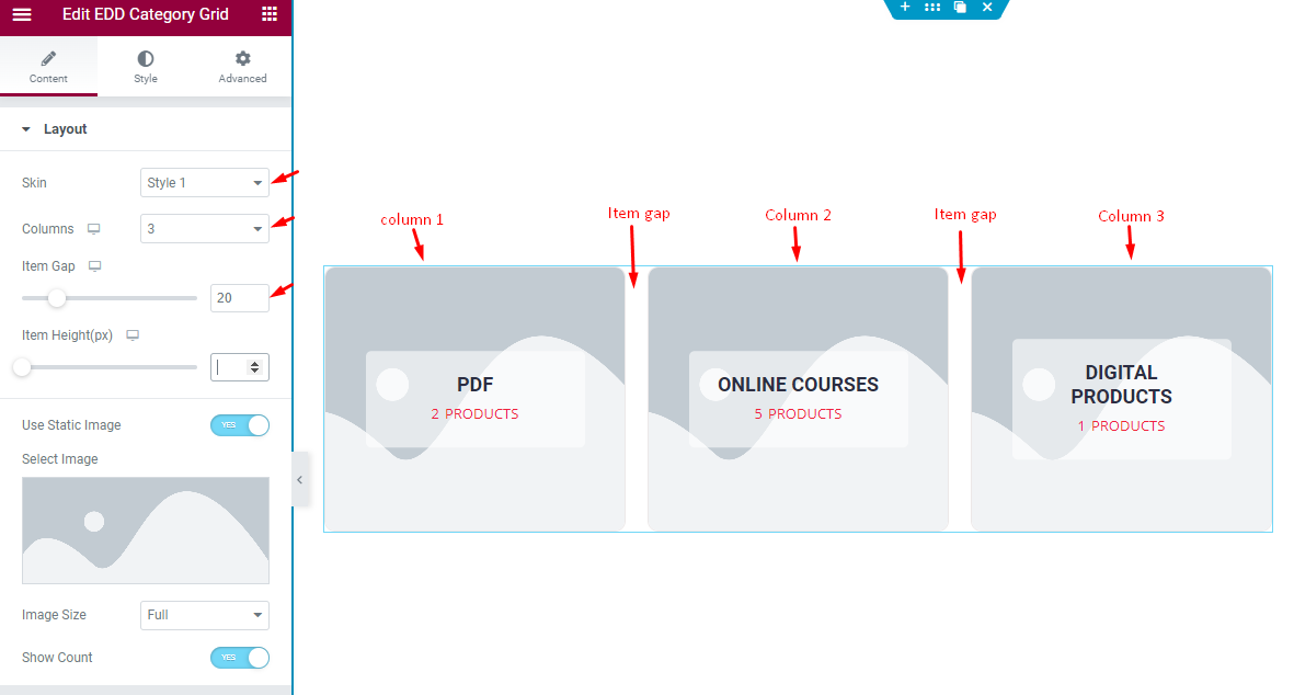 How to use EDD Category Grid Widget
