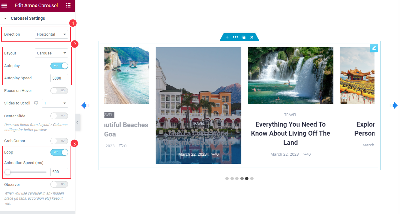 How to use Amox Carousel Widget by Ultimate Post kit