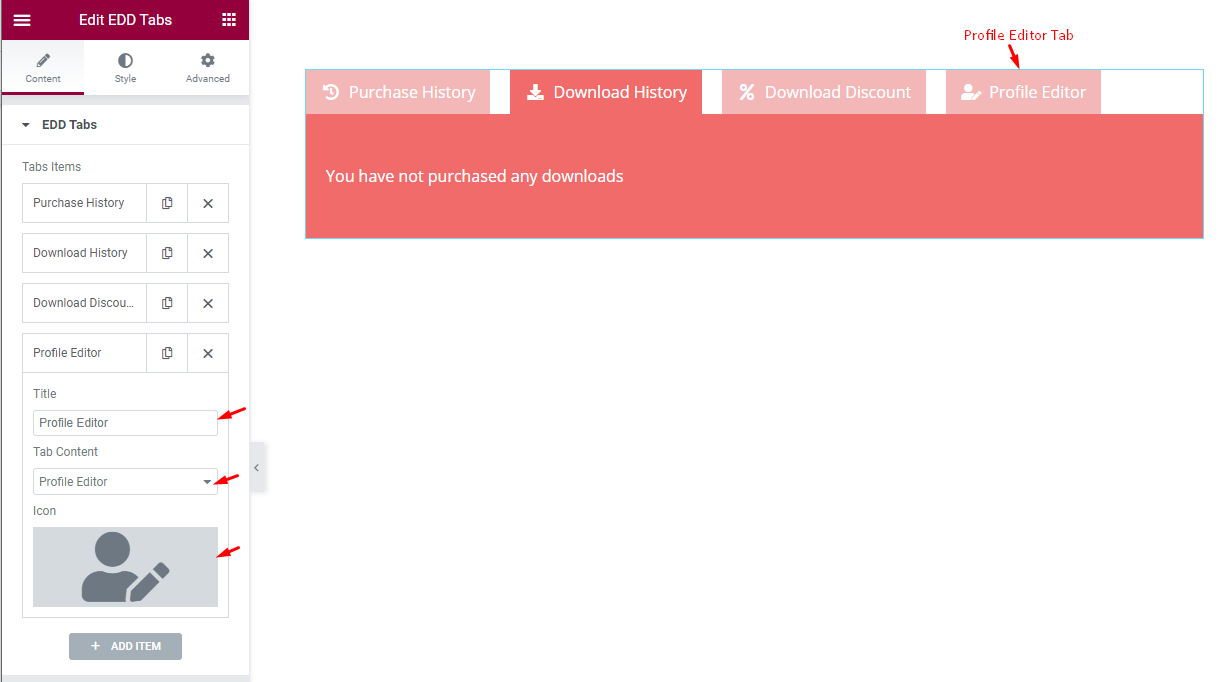 How to use EDD Tabs Widget