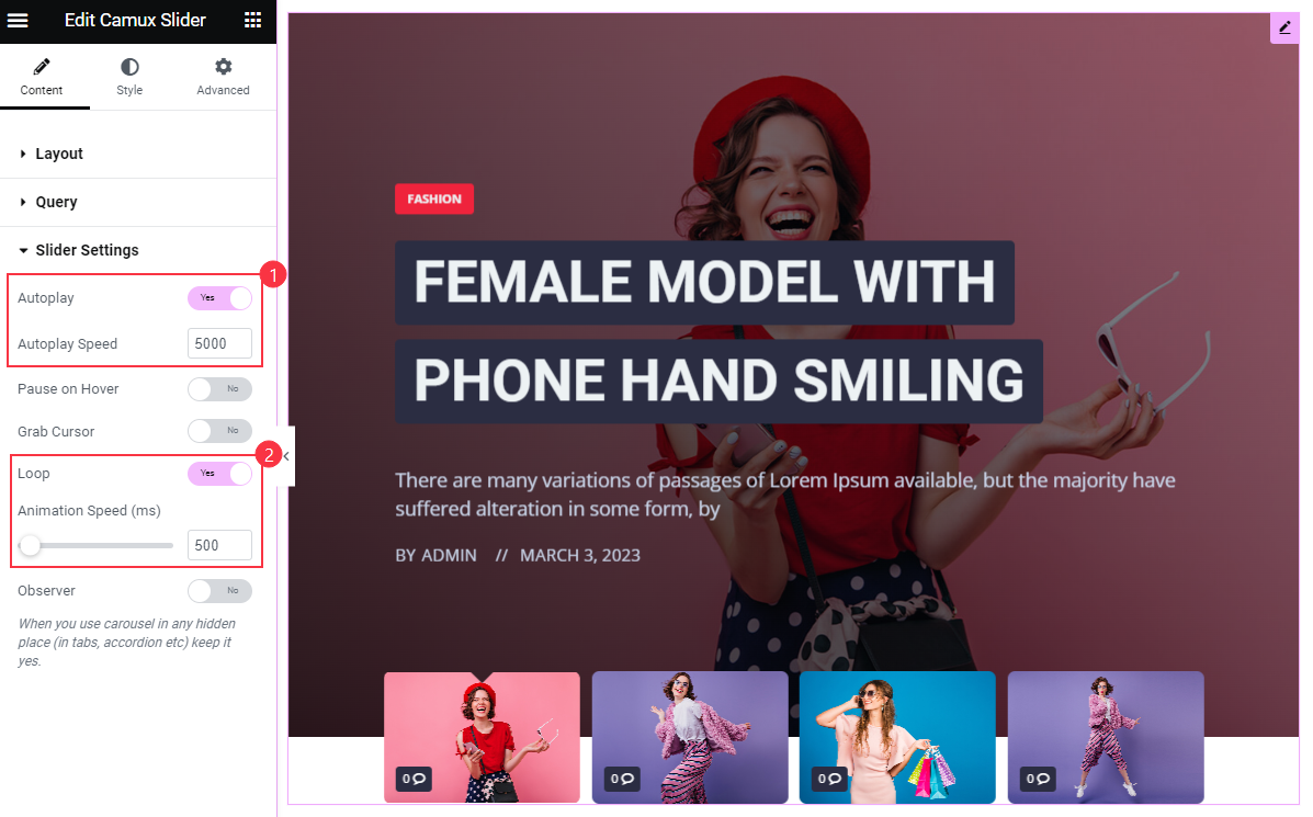 How to use the Camux Slider Widget by Ultimate Post Kit