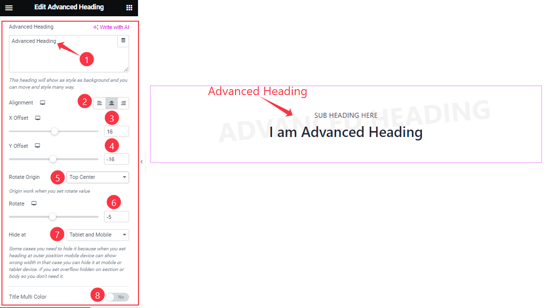 How To Use The Advanced Heading widget