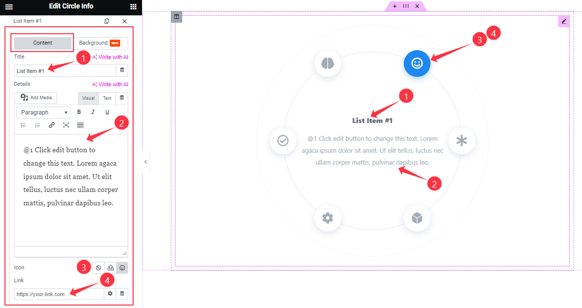 How To Use The Circle Info Widget By Element Pack Pro