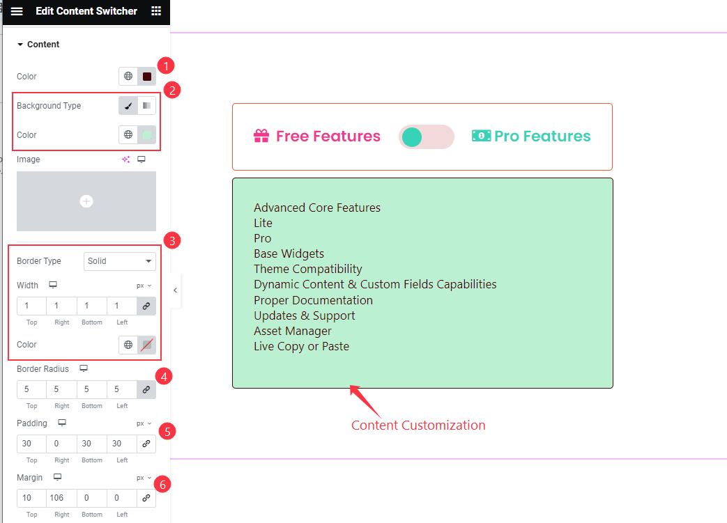 How to use Content Switcher Widget
