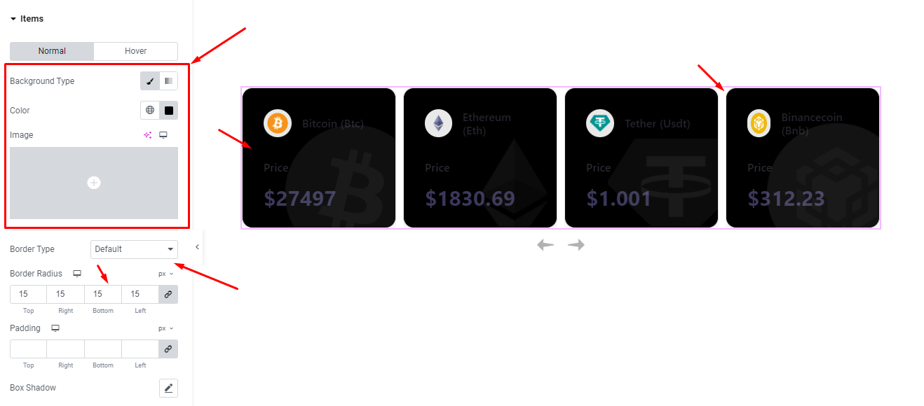 How to use Crypto Currency Carousel widget