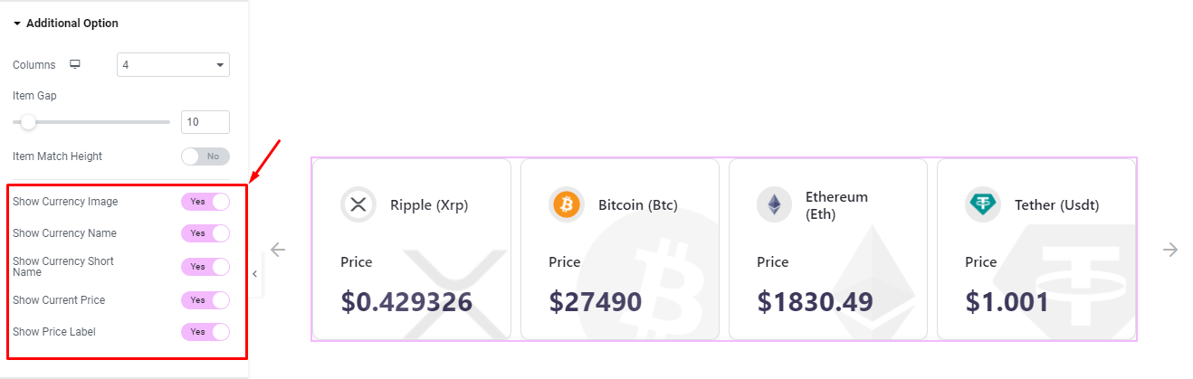 How to use Crypto Currency Carousel widget