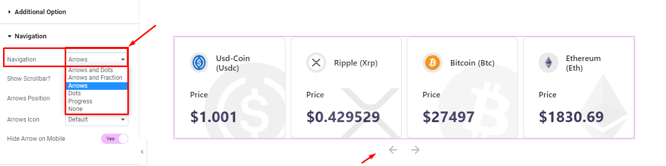 How to use Crypto Currency Carousel widget