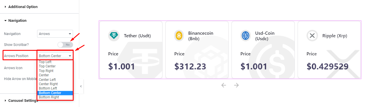 How to use Crypto Currency Carousel widget