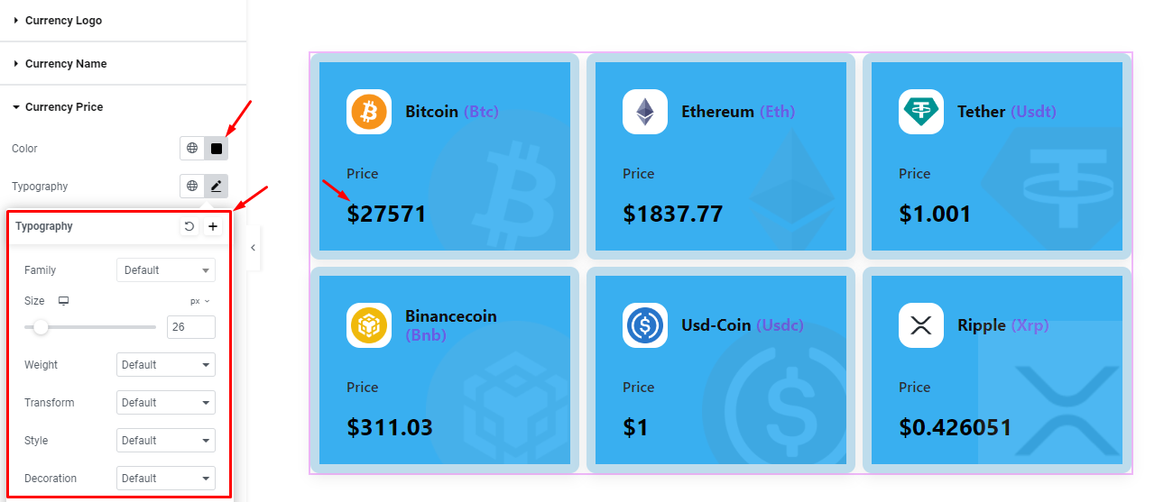 How to use Crypto Currency Grid widget