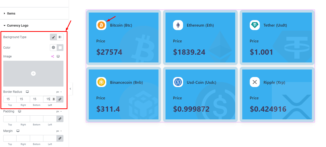 How to use Crypto Currency Grid widget