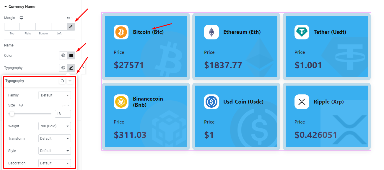 How to use Crypto Currency Grid widget