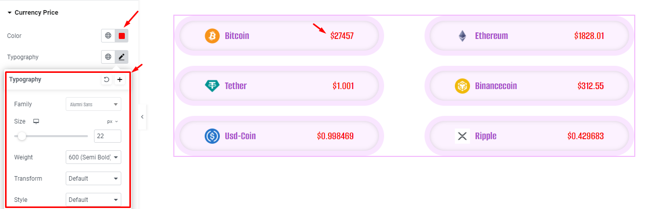 How to use Crypto Currency List widget