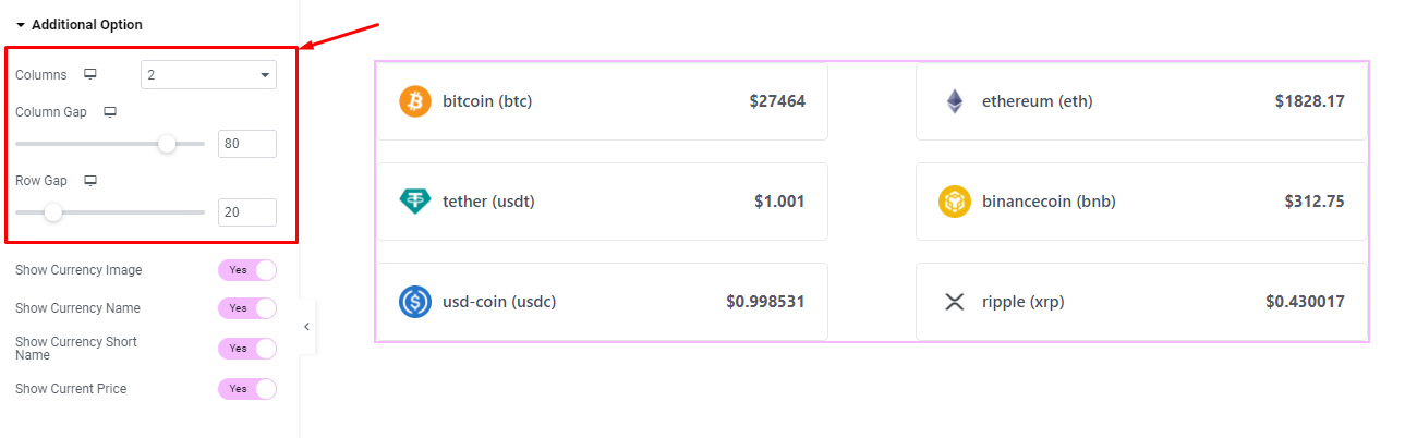 How to use Crypto Currency List widget