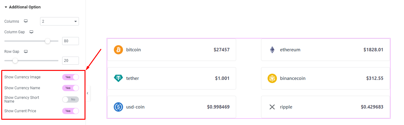 How to use Crypto Currency List widget