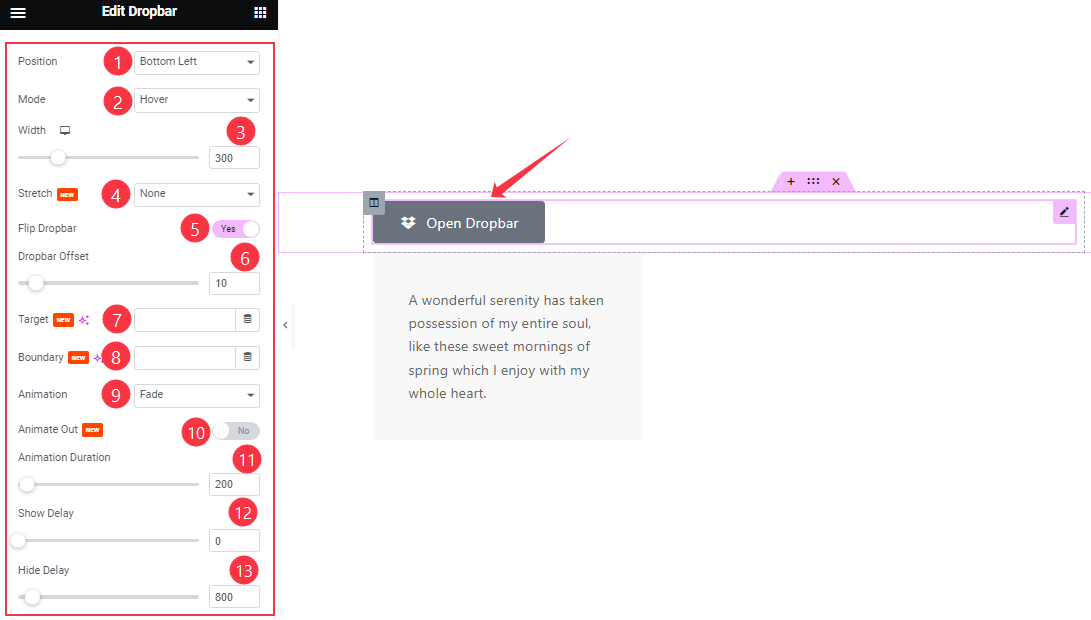 How To Use The Dropbar Widget By Element Pack Pro