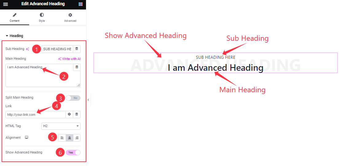How To Use The Advanced Heading widget