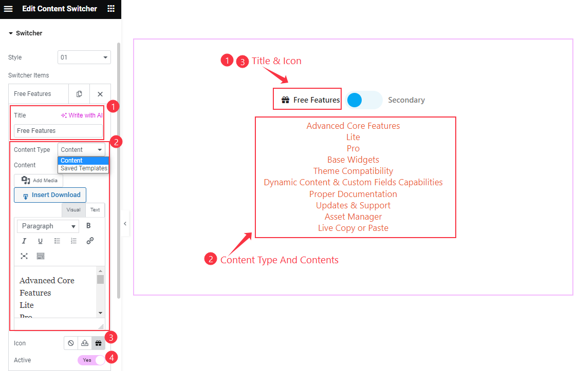 How To Use Content Switcher Widget