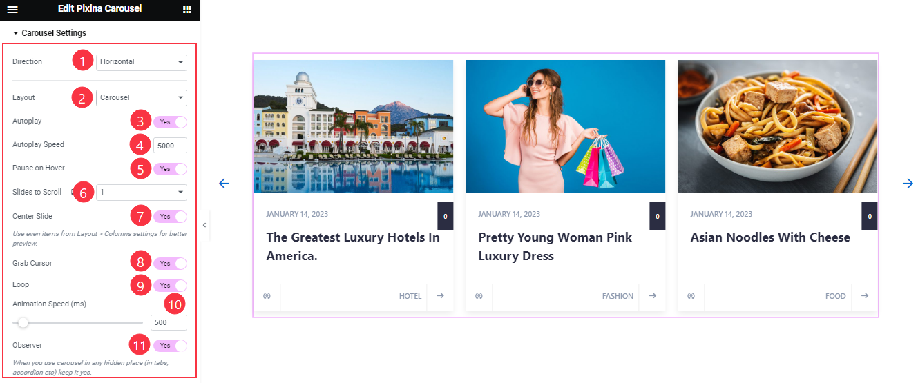 How To Use Pixina Carousel Widget By Ultimate Post Kit Pro