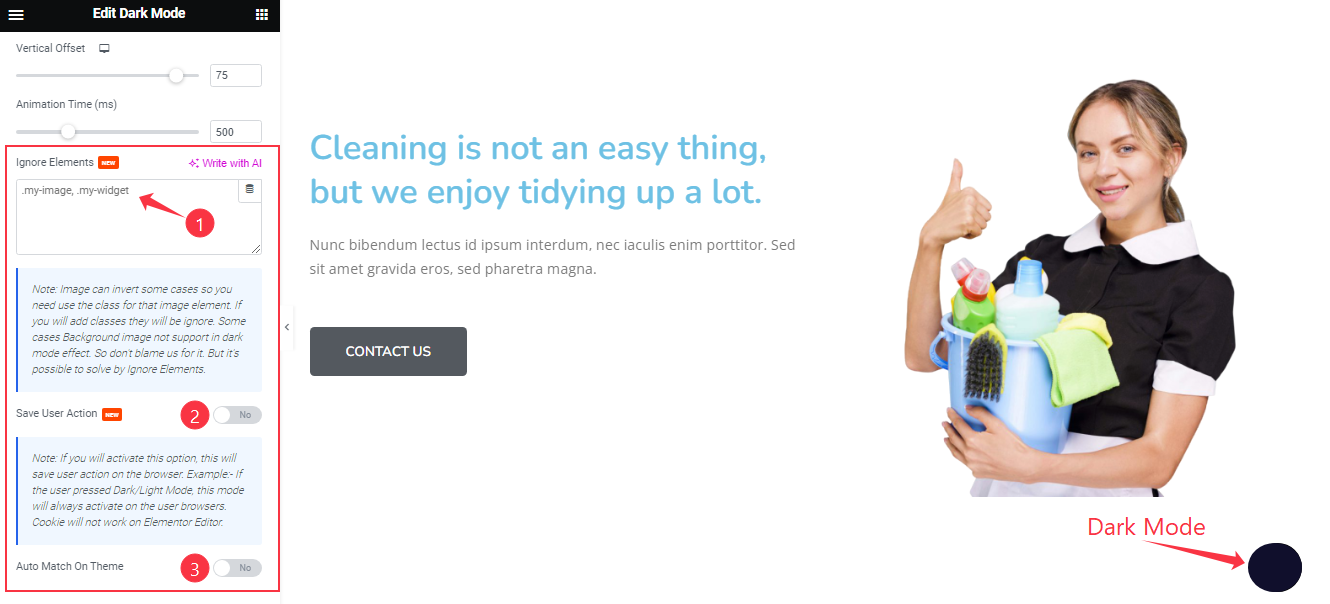 How To Use The Dark Mode Widget By Element Pack Pro